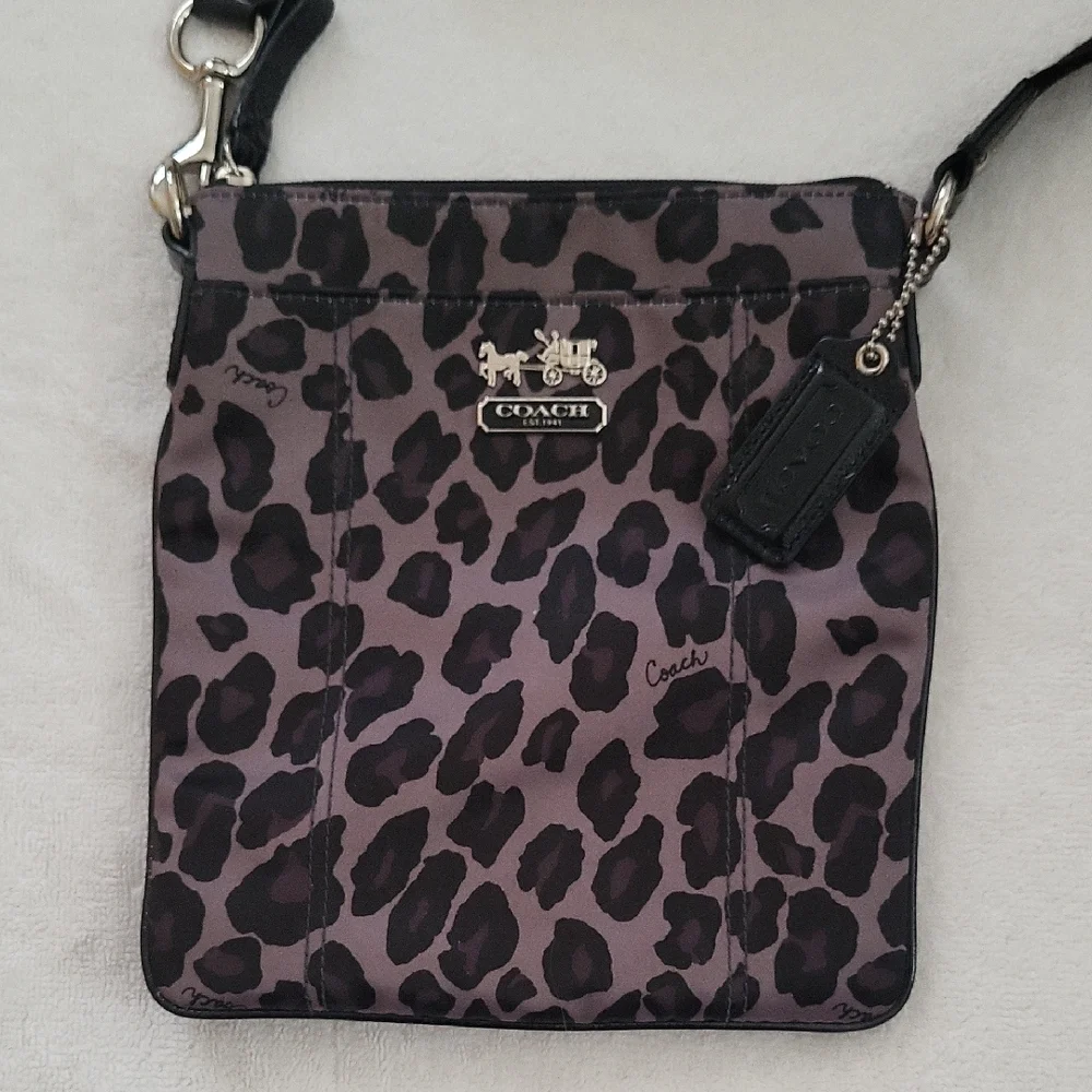 Coach | Bags | Coach Leopard Print Crossbodybag Black And Grey | Poshmark
